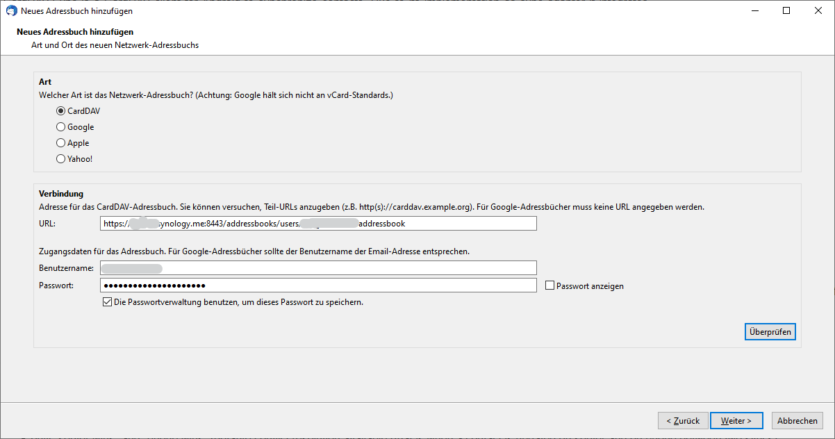 Adressbuch bzw. Kontakte auf Synology Diskstation teilen und ...